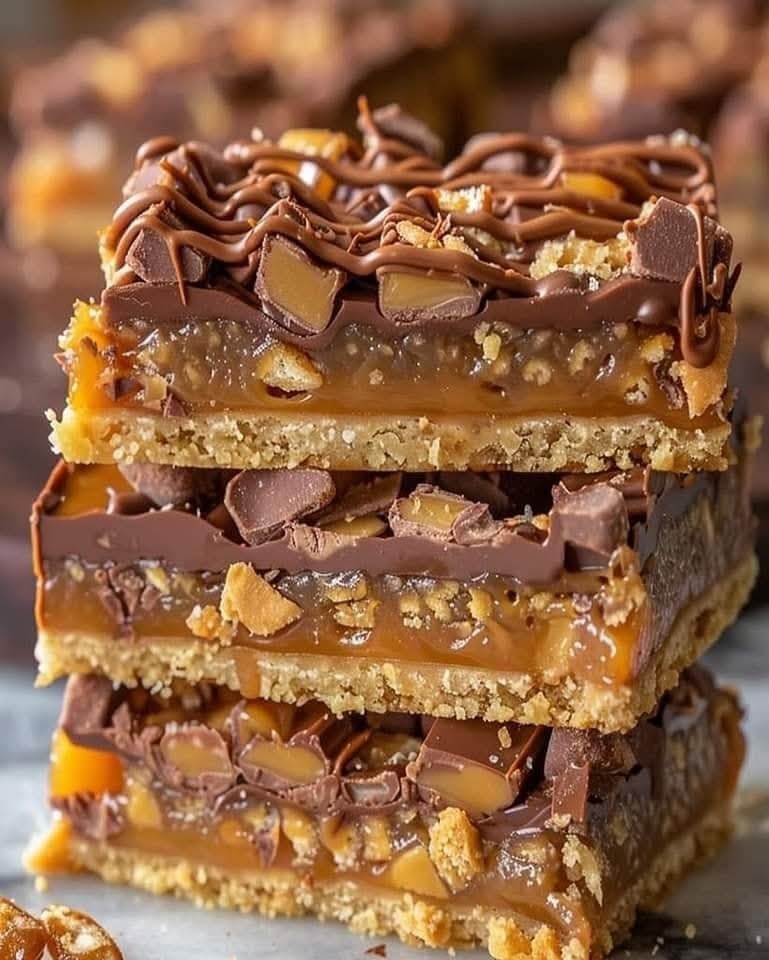 Gooey Caramel Chocolate Crunch Bars – Sweet, Chewy & Easy