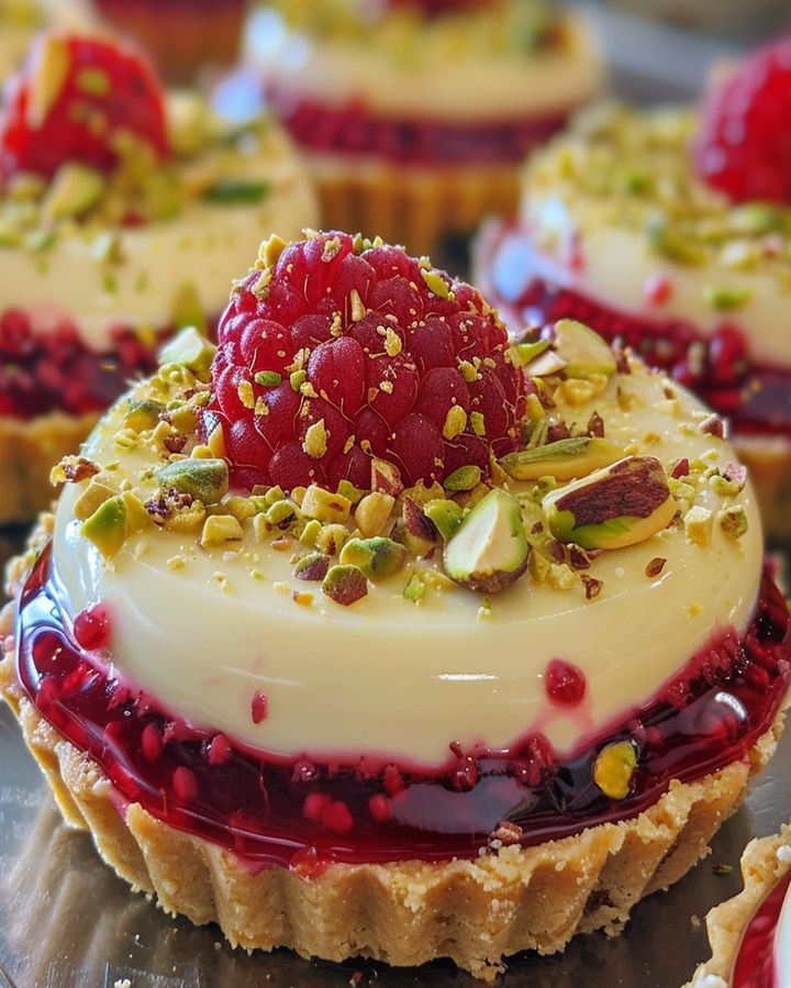 Elegant Raspberry Pistachio Cream Tarts – A Stunning & Delicious